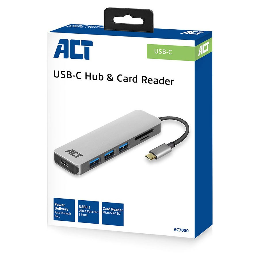 ACT AC7050 USB-C naar USB-A Hub 3 poorten | CameraNU.nl